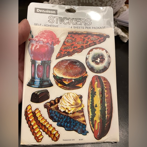 Other | Vintage 1979 Stickers Dennison Food Pizza Ice Cream Burger ...